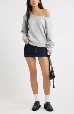 Bp. Off The Shoulder Sweater - Grey Heather