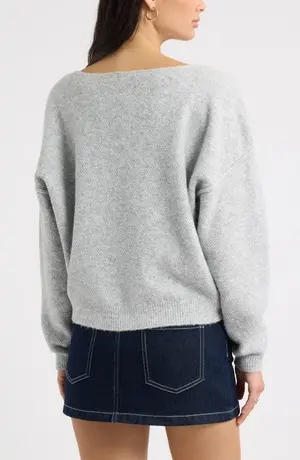 Bp. Off The Shoulder Sweater - Grey Heather