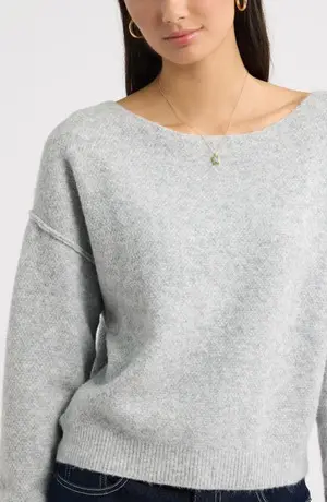 Bp. Off The Shoulder Sweater - Grey Heather