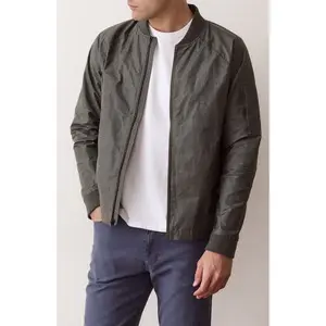 Marine Layer Glenn Waxed Canvas Bomber Jacket - Olive