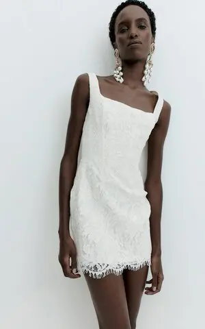 DE LA VALI Amba Cotton-blend Lace Mini Dress - Ivory