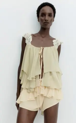 DE LA VALI Briar Sheer Chiffon Top