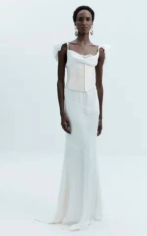 DE LA VALI Garnet Fishtail Maxi Dress - Ivory