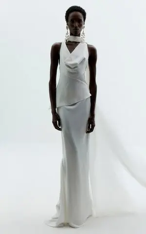 DE LA VALI Sel Cowl-neck Top With Scarf - Ivory