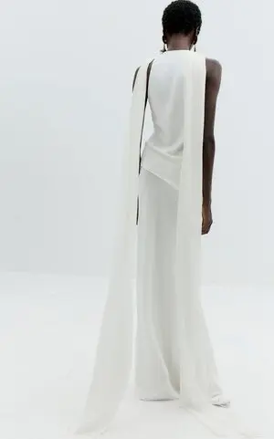 DE LA VALI Sel Cowl-neck Top With Scarf