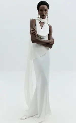 DE LA VALI Sel Cowl-neck Top With Scarf