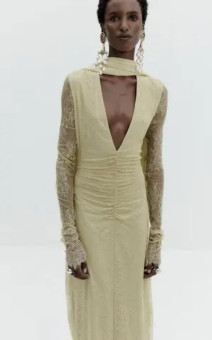 DE LA VALI Mica Fine Lace Maxi Dress