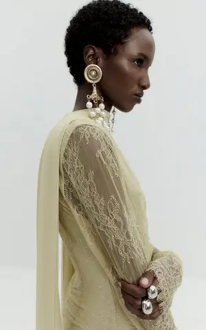 DE LA VALI Mica Fine Lace Maxi Dress