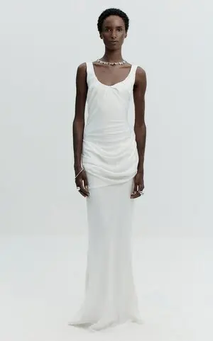DE LA VALI Rosavelle Scoop-neck Draped Maxi Dress