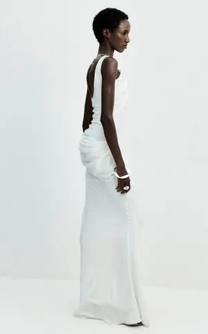 DE LA VALI Rosavelle Scoop-neck Draped Maxi Dress