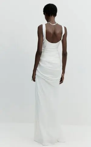 DE LA VALI Rosavelle Scoop-neck Draped Maxi Dress