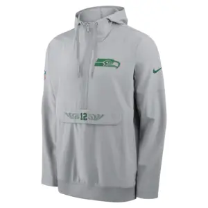 Nike Seattle Seahawks Rivalries Collection Sideline Anorak Nfl 1/2-zip Hooded Jacket - Grey