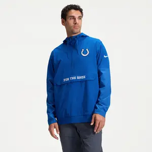 Nike Indianapolis Colts Rivalries Collection Sideline Anorak Nfl 1/2-zip Hooded Jacket - Blue
