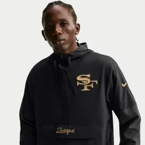 Nike San Francisco 49ers Rivalries Collection Sideline Anorak Nfl 1/2-zip Hooded Jacket - Black