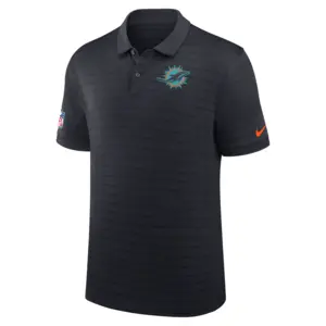 Nike Miami Dolphins Rivalries Collection Sideline Victory Striped Dri-fit Nfl Polo - Blue