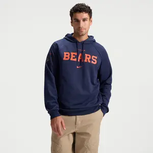 Nike Chicago Bears Rivalries Collection Primary Dri-fit Nfl Pullover Hoodie - Blue