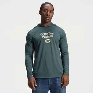 Nike Bay Packers Rivalries Collection Sideline Dri-fit Nfl Long-sleeve Hooded Top - Green