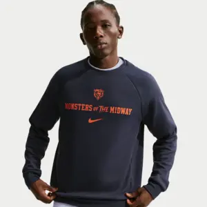 Nike Chicago Bears Rivalries Collection Primary Dri-fit Nfl Pullover Crew - Blue