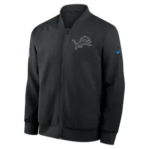 Nike Detroit Lions Rivalries Collection Sideline Nfl Full-zip Bomber Jacket - Black