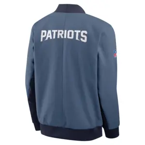 Nike New England Patriots Rivalries Collection Sideline Nfl Full-zip Bomber Jacket - Blue