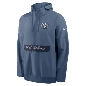 Nike New England Patriots Rivalries Collection Sideline Anorak Nfl 1/2-zip Hooded Jacket - Blue