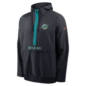 Nike Miami Dolphins Rivalries Collection Sideline Anorak Nfl 1/2-zip Hooded Jacket - Blue
