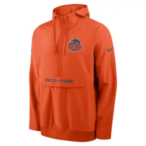 Nike Chicago Bears Rivalries Collection Sideline Anorak Nfl 1/2-zip Hooded Jacket - Orange