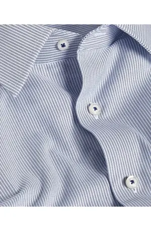 David Donahue Slim Fit Micro Check Stretch Cotton Dress Shirt