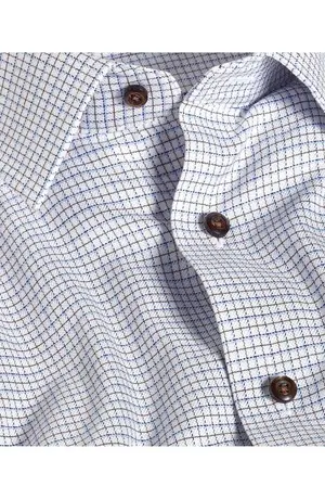 David Donahue Trim Fit Dobby Check Dress Shirt