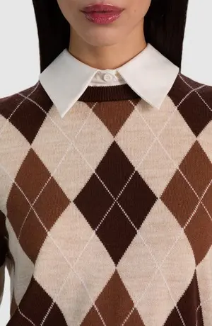 Alice + Olivia Grace Shrunken Houndstooth Sweater