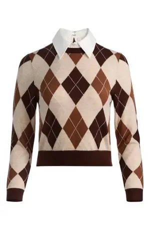 Alice + Olivia Grace Shrunken Houndstooth Sweater