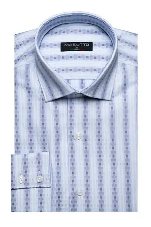 MASUTTO Vinicio Print Button-up Long Sleeve Shirt - Blue