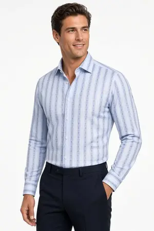 MASUTTO Vinicio Print Button-up Long Sleeve Shirt - Blue