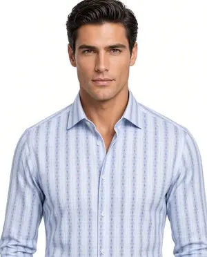 MASUTTO Vinicio Print Button-up Long Sleeve Shirt - Blue