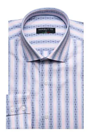 MASUTTO Vinicio Print Button-up Long Sleeve Shirt Pink