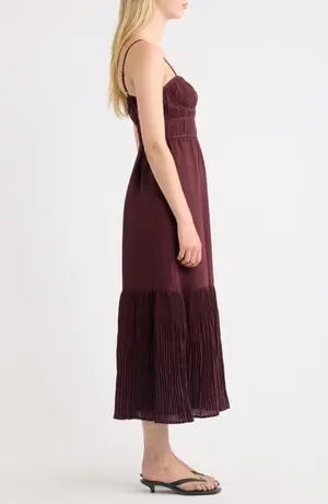 Moon River Pleated Sleeveless Maxi Dress