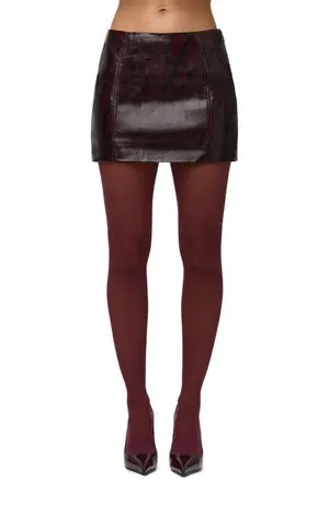 Naked Wardrobe Python Embossed Faux Leather Miniskirt - Burgundy Python
