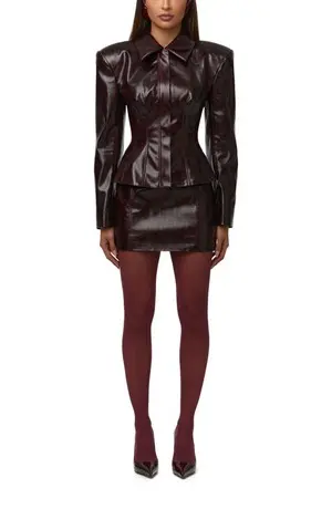 Naked Wardrobe Python Embossed Faux Leather Miniskirt