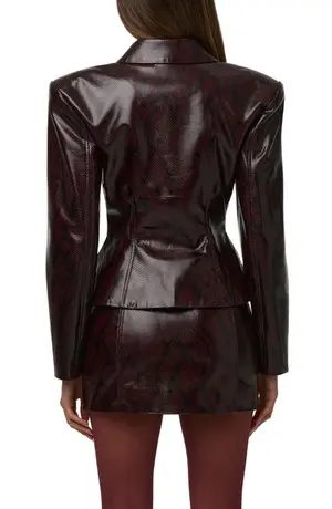 Naked Wardrobe Python Embossed Faux Leather Blazer