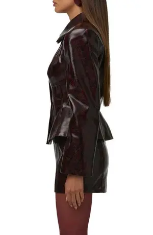 Naked Wardrobe Python Embossed Faux Leather Blazer