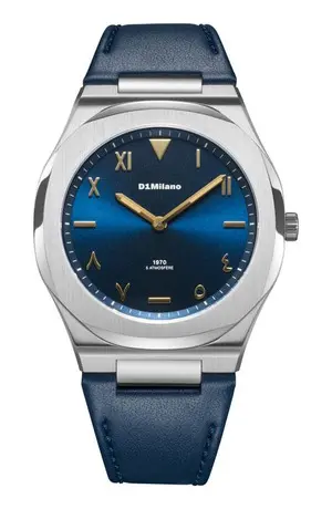 D1 MILANO Oceanline Ultra Thin Leather Strap Watch