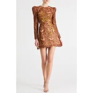 HELSI Savannah Embroidered Long Sleeve Minidress - Copper