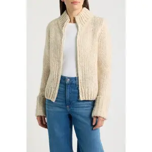 24COLOURS Front Zip Cardigan - Beige