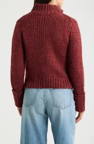 24COLOURS Front Zip Cardigan - Bordeaux