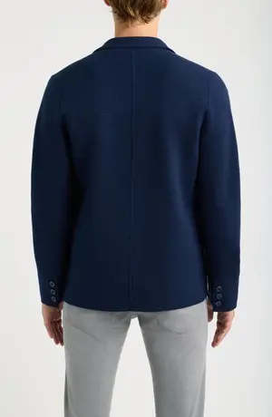 Nordstrom Navy Merino Wool Blend Sweater Knit Blazer