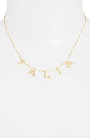 THE SIS KISS Its All In A Name Bold Personalized Pendant Necklace - Gold