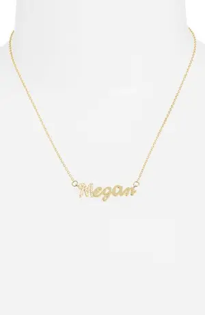 THE SIS KISS Custom Pavé Script Nameplate Necklace