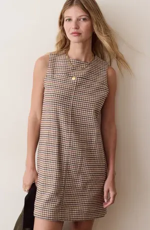 Marine Layer Izzy Check Moleskin Shift Minidress