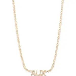 THE SIS KISS Custom Nameplate Crystal Tennis Chain Necklace - Gold
