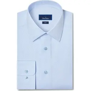 David Donahue Trim Fit Dobby Cotton Dress Shirt - Sky